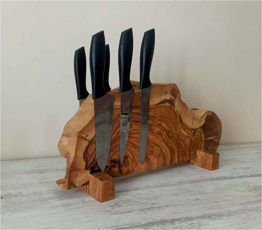 Made to Order Magnetic Knife Stand Double-side, Stand Olive Wooden ...