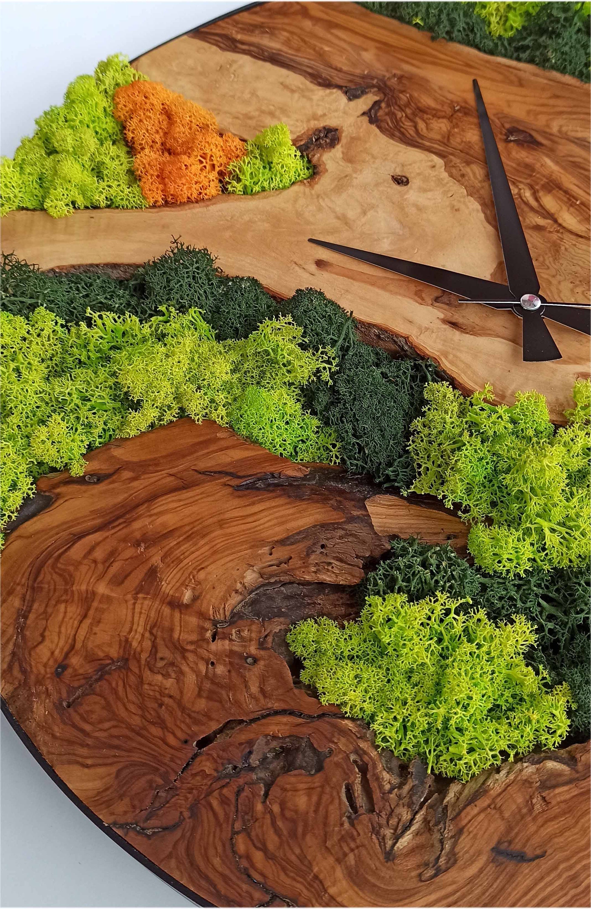 20 Inches/ 50 Cm Made to Order Moss Wall Art, Moss Wall Clock, Wood ...