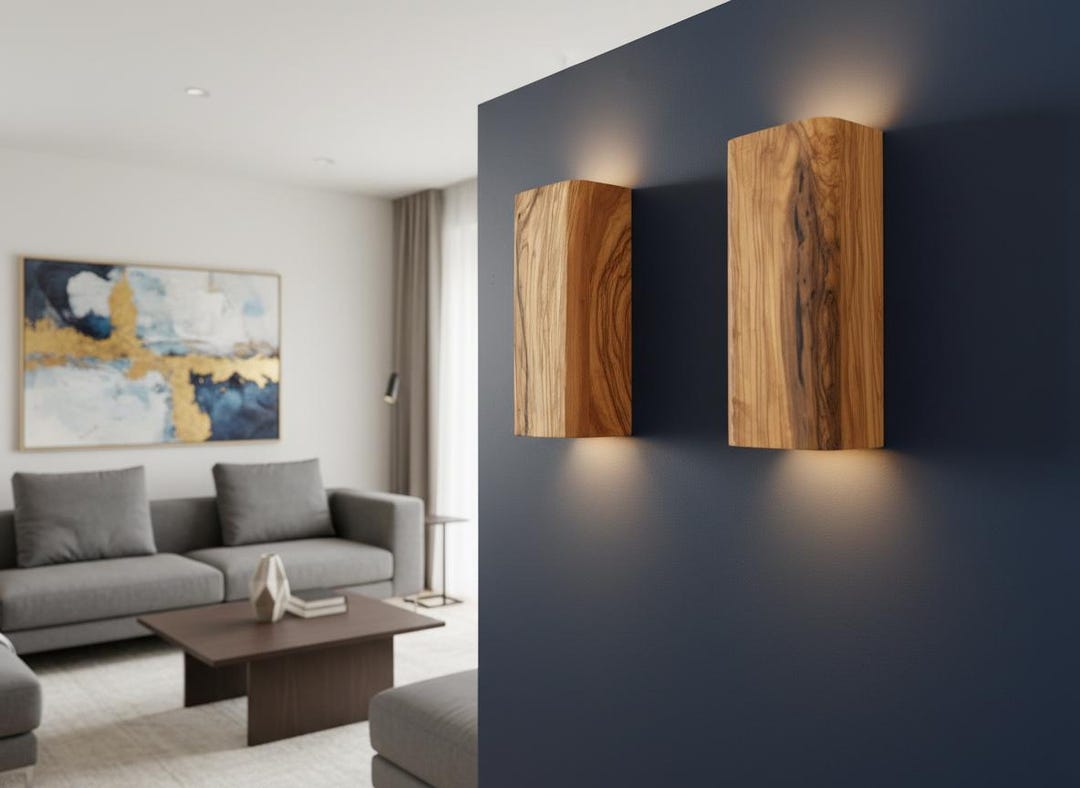Handmade Live Edge Olive Wood Wall Sconce, LED Backlight - Etsy
