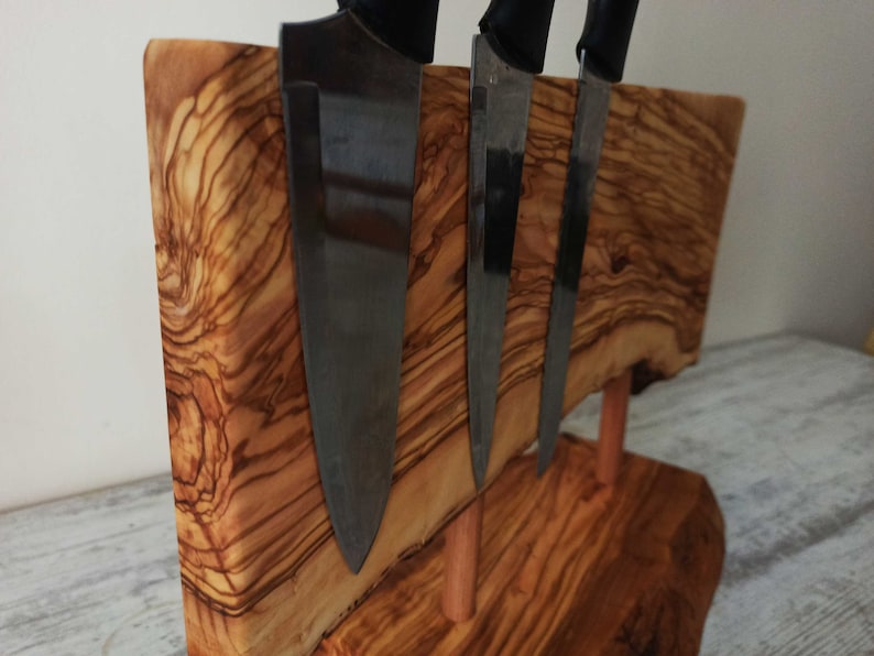 Made to Order Magnetic Knife Stand, Stand Olive Wooden Knife Holder ...