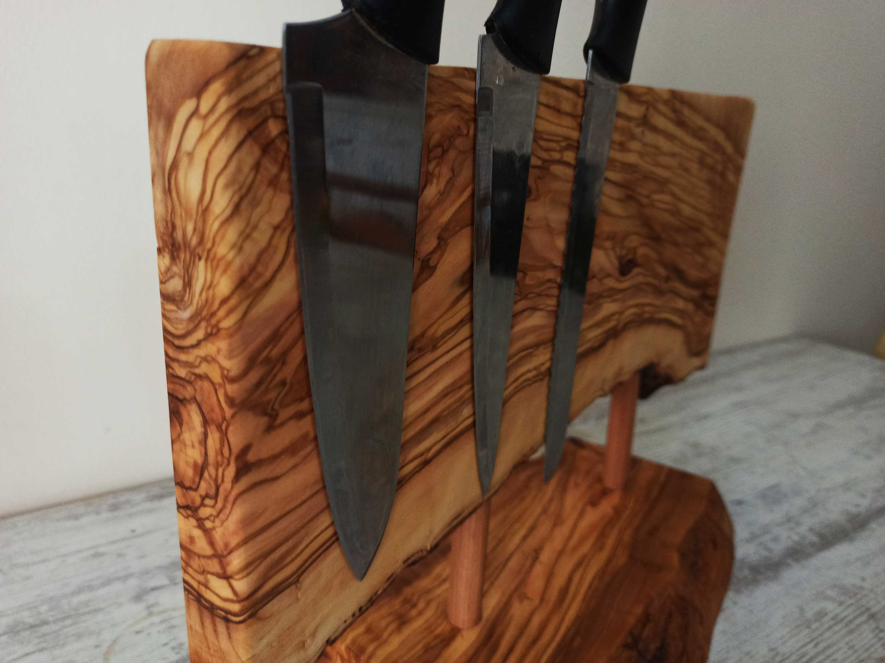 Made to Order Magnetic Knife Stand, Stand Olive Wooden Knife Holder ...