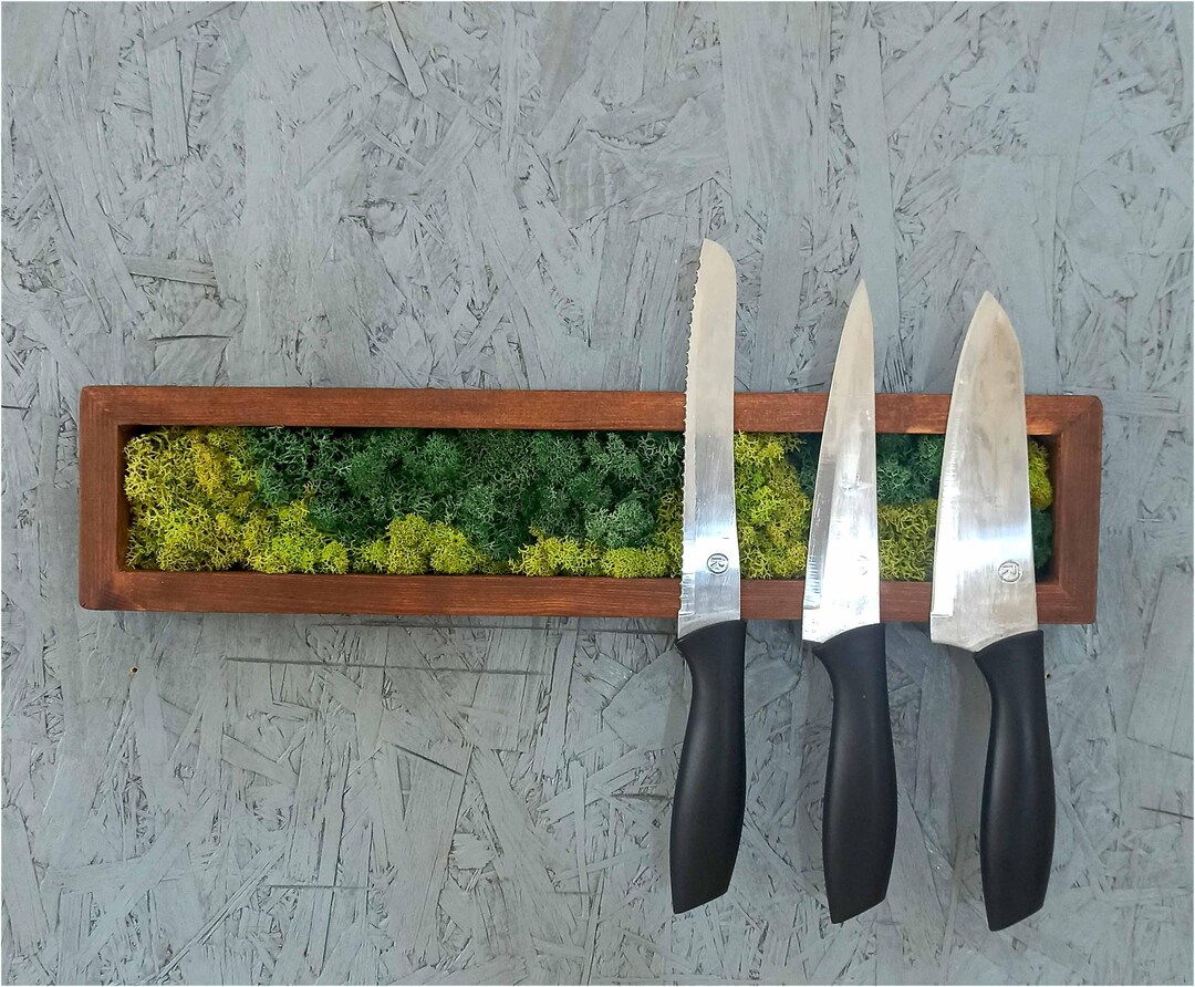 Knife Holder, Wooden Knife Rack, Magnetic Knife Holder, Moss Knife ...