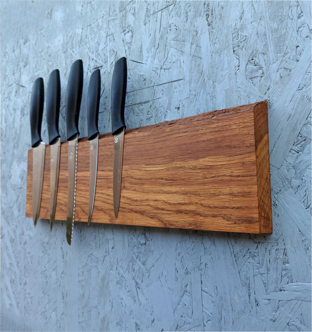 Magnetic Knife Rack, Made of Order Olive Wooden Knife Holder, Live Edge ...