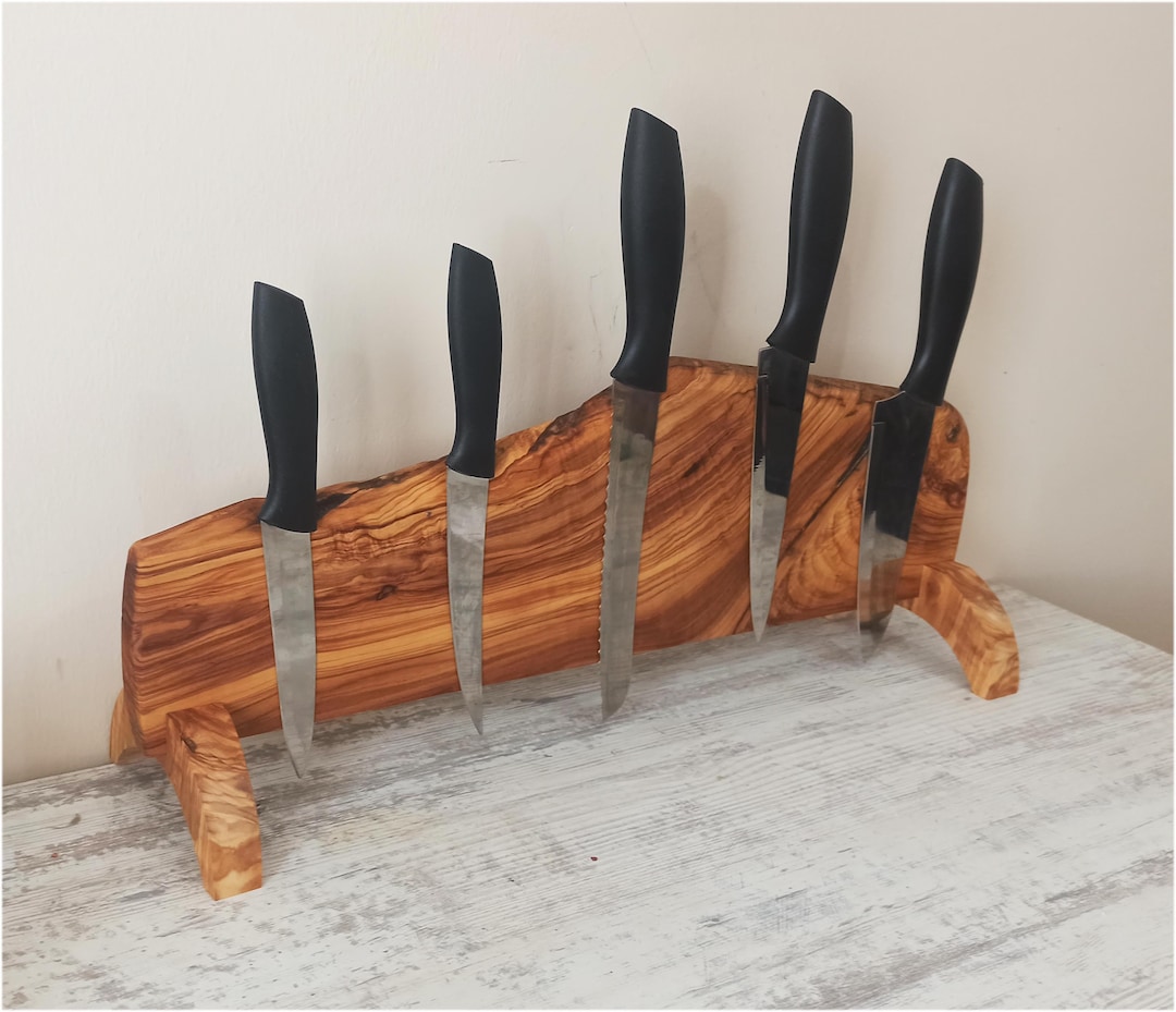 Made to Order Magnetic Knife Rack, Olive Wood Stand Knife Holder, Live ...