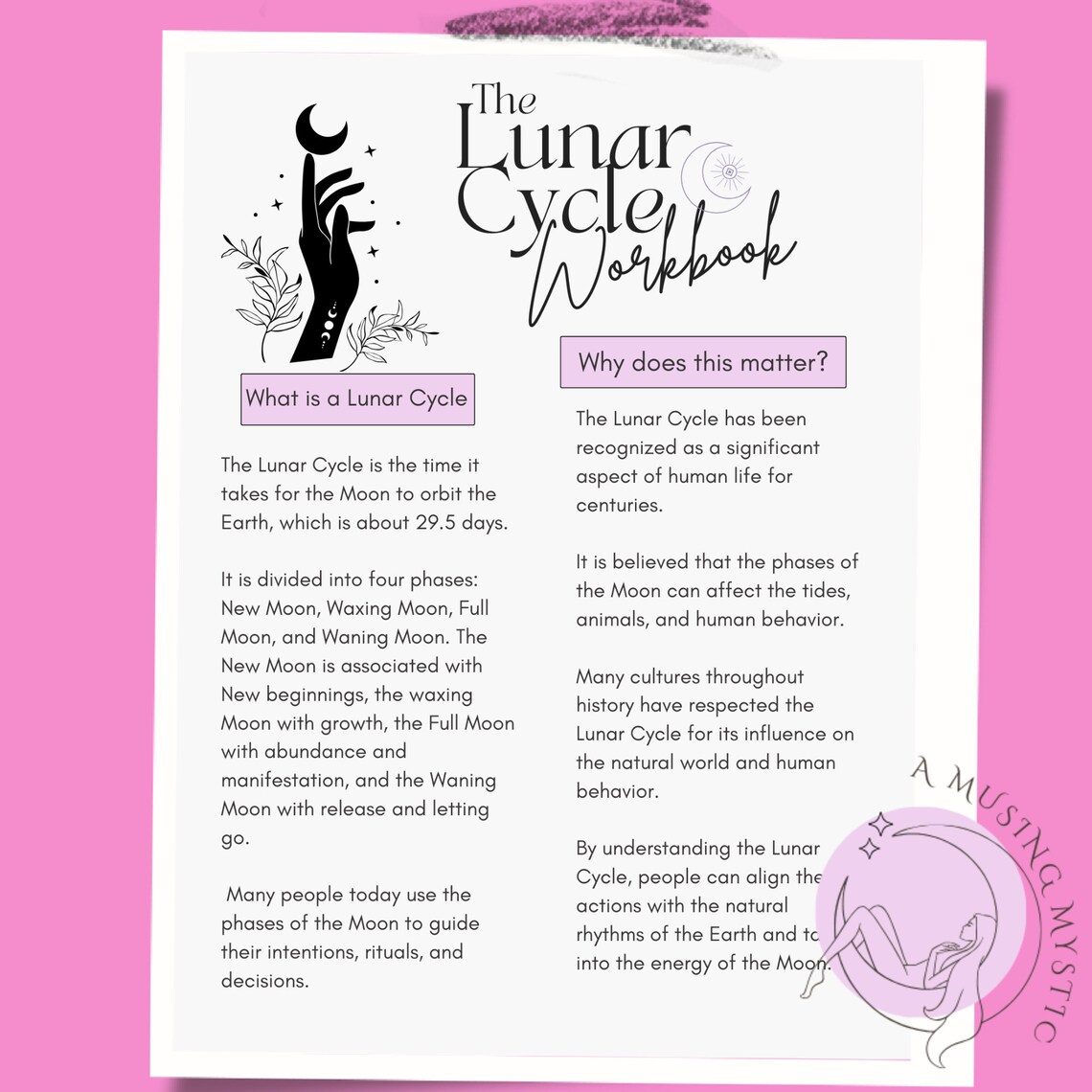 Lunar Cycle Workbook - Etsy