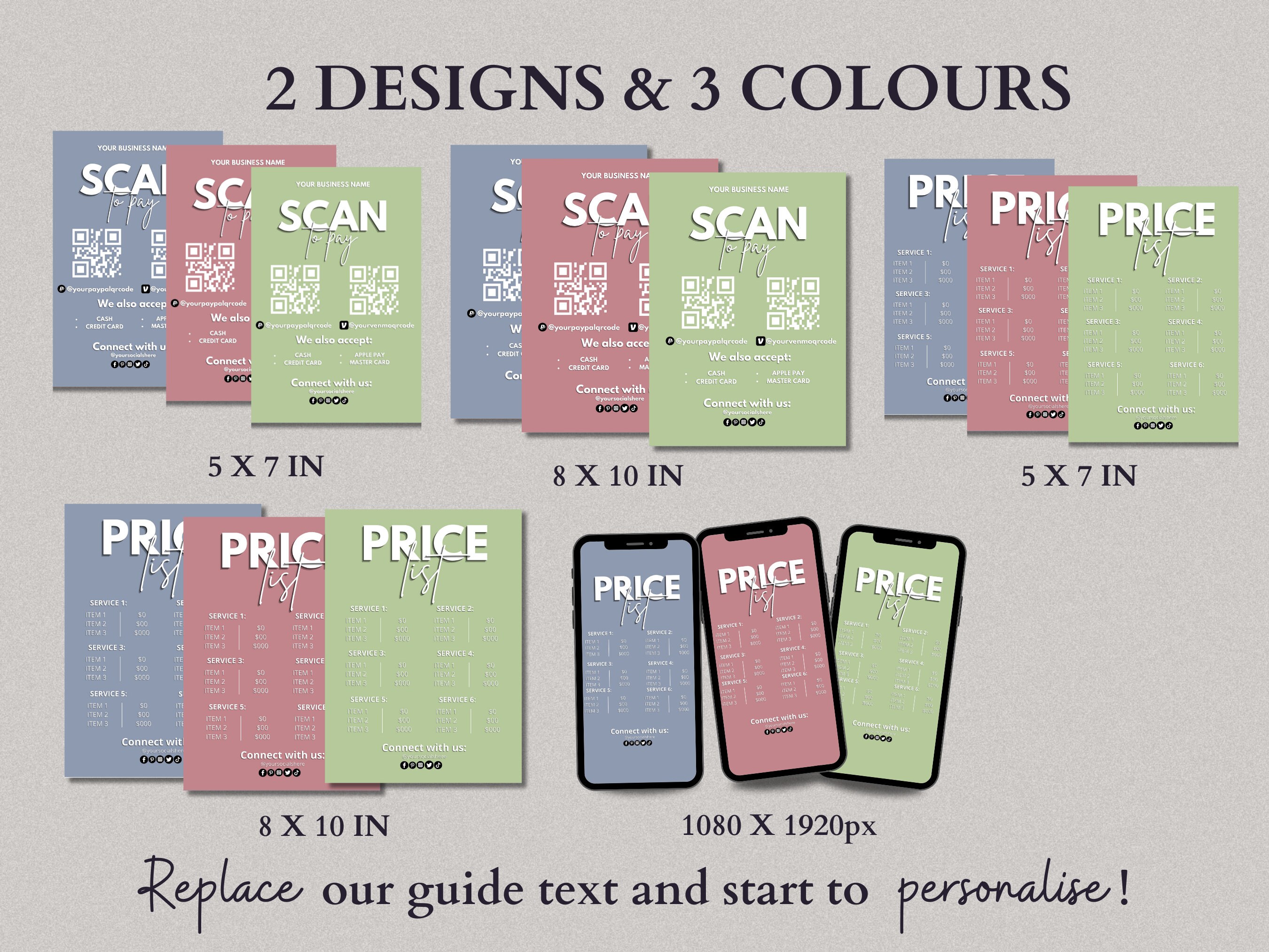 Scan to Pay Sign & Price List Template QR Code Sign Canva, Printable ...