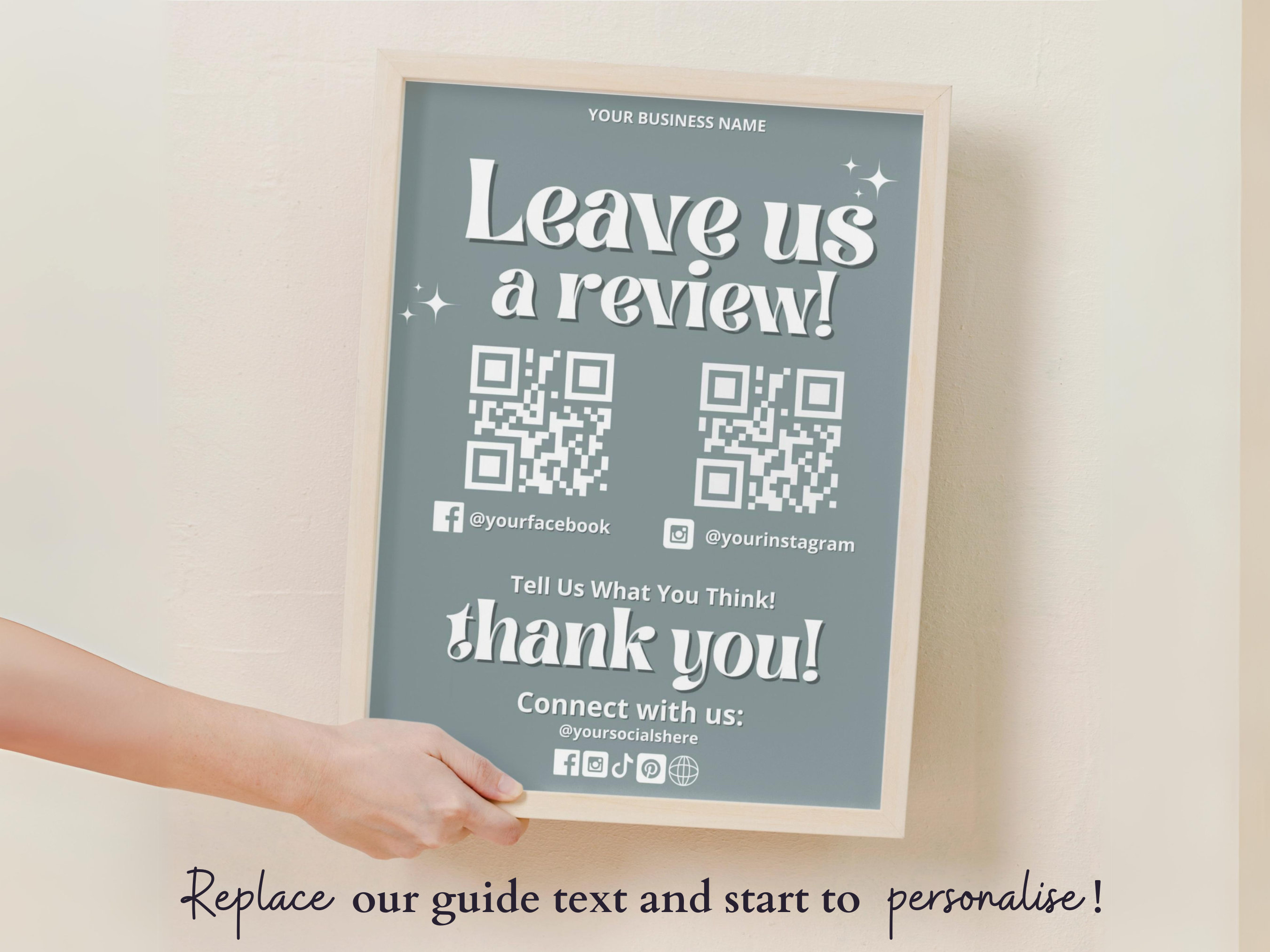 Editable Leave Us a Review Template QR Code, Printable Facebook ...