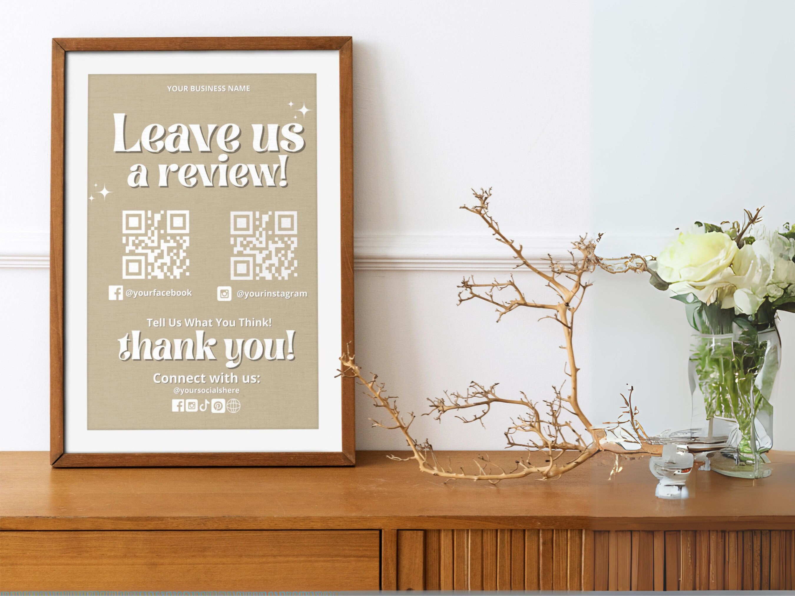 Editable Leave Us a Review Template QR Code, Printable Facebook ...