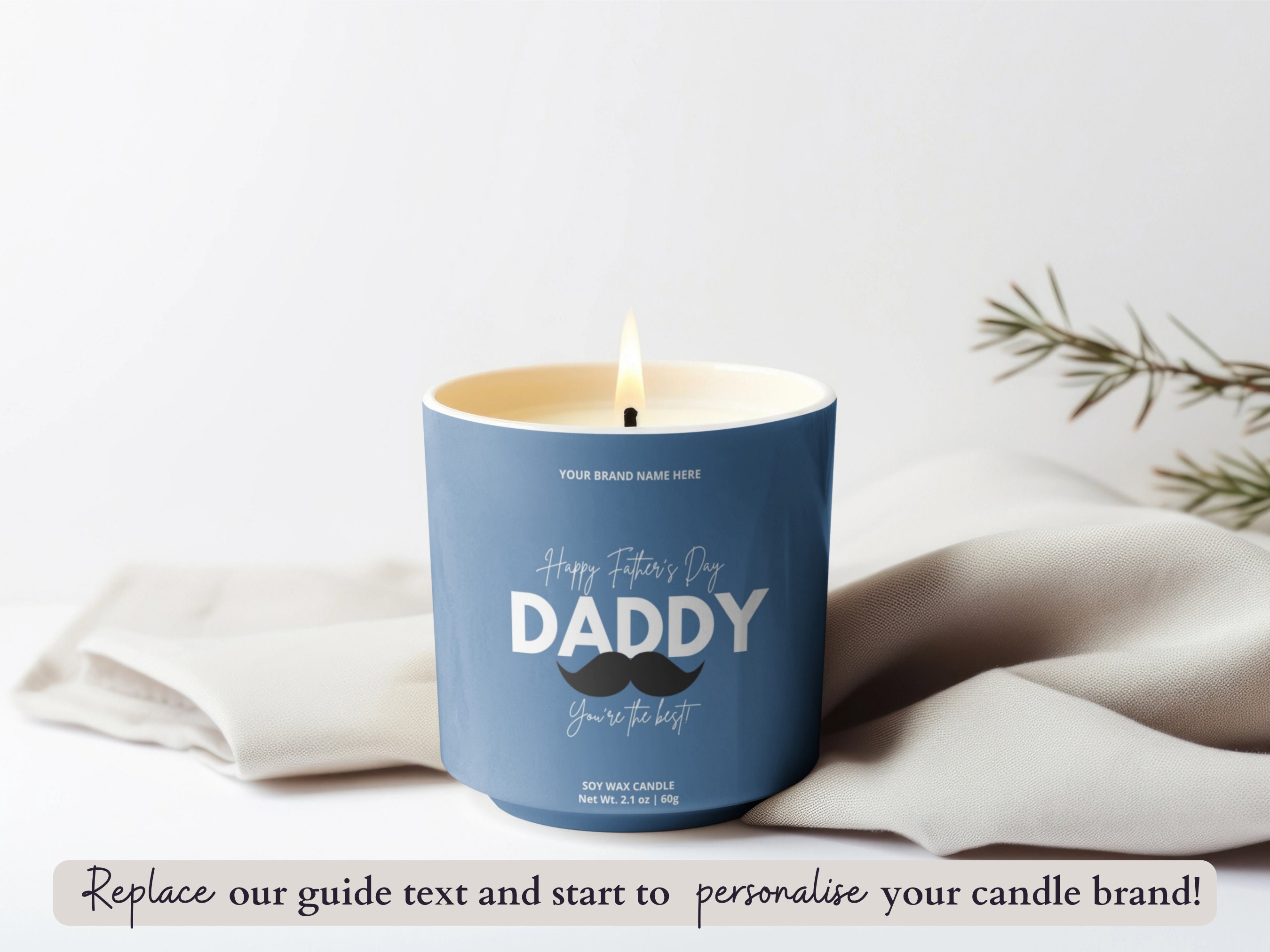 Fathers Day Candle Label Template Canva, Candle Customizable Canva ...