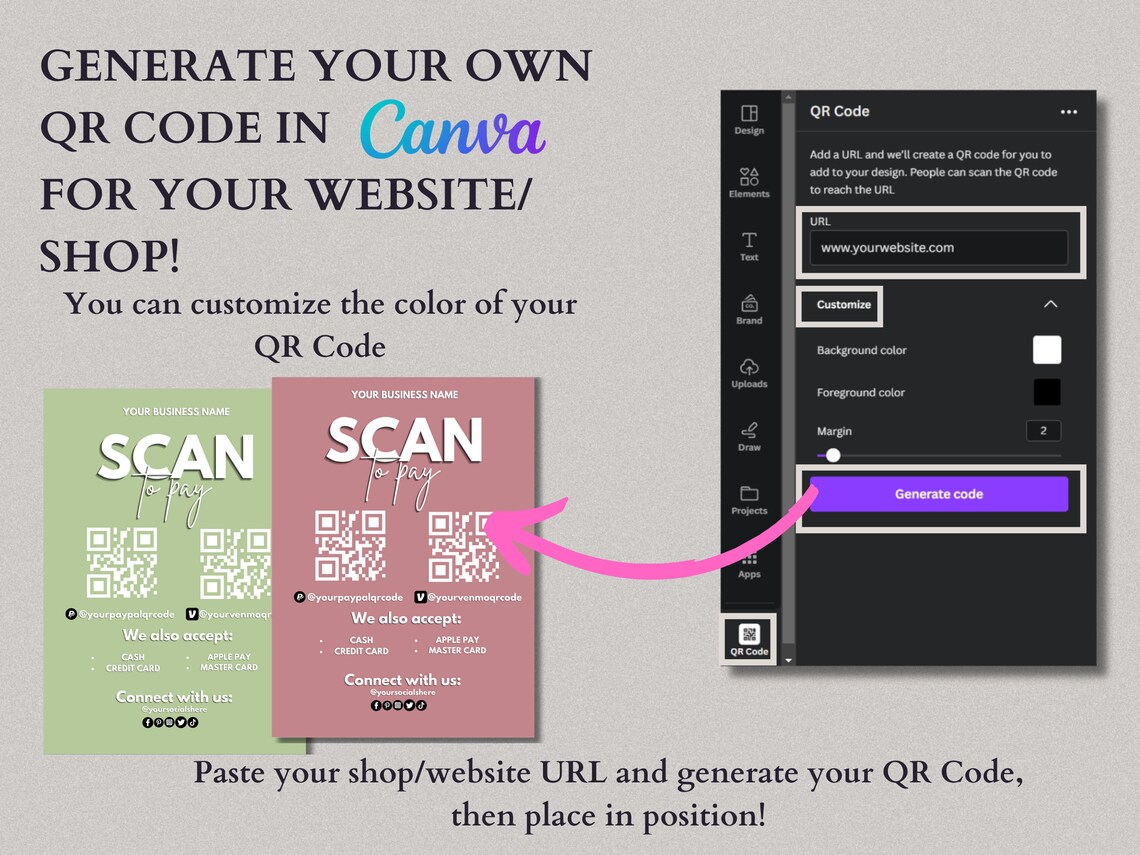 Scan to Pay Sign & Price List Template QR Code Sign Canva, Printable ...
