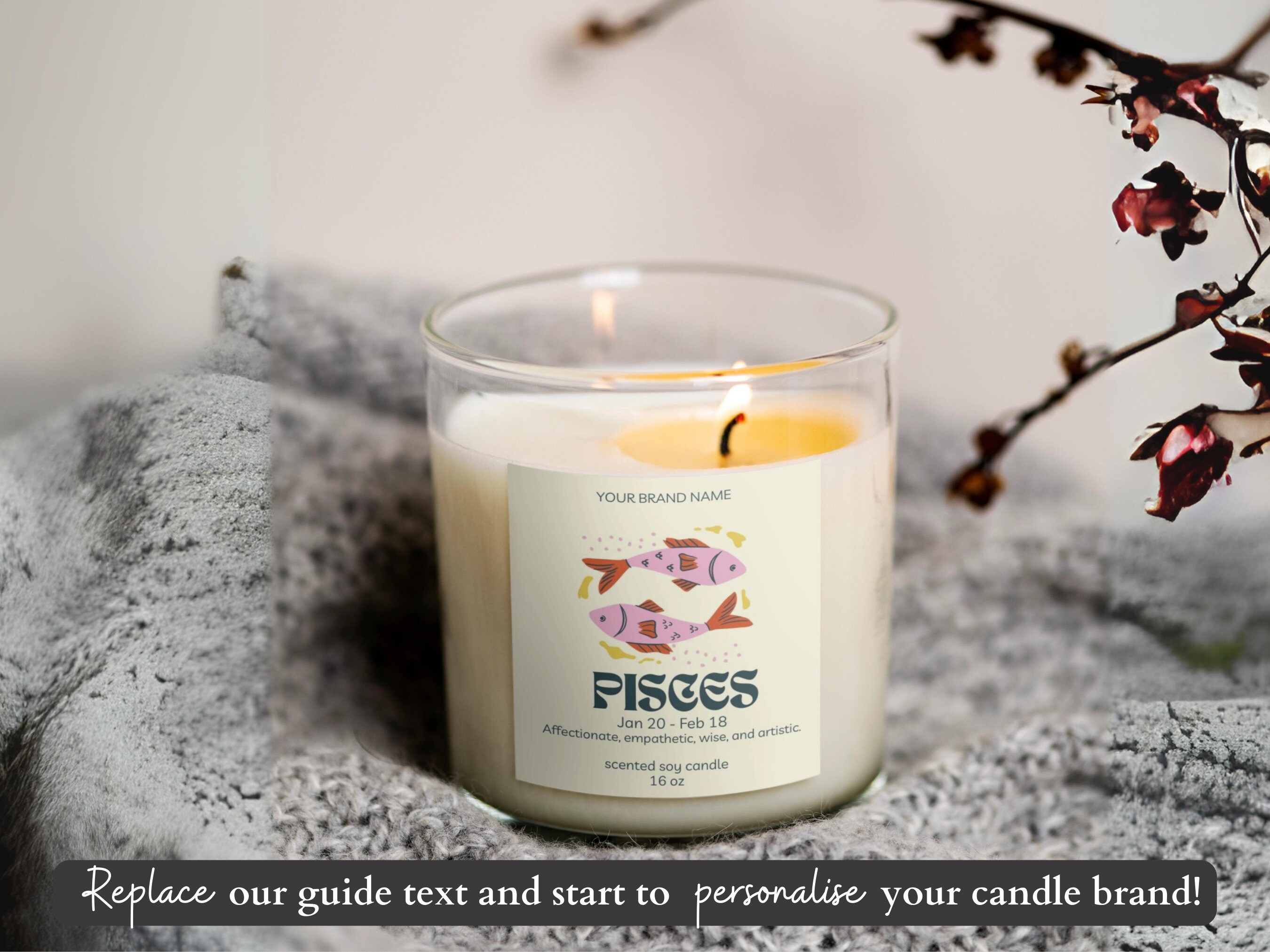 Printable Zodiac Candle Labels Template Canva, Horoscope Candle Label ...