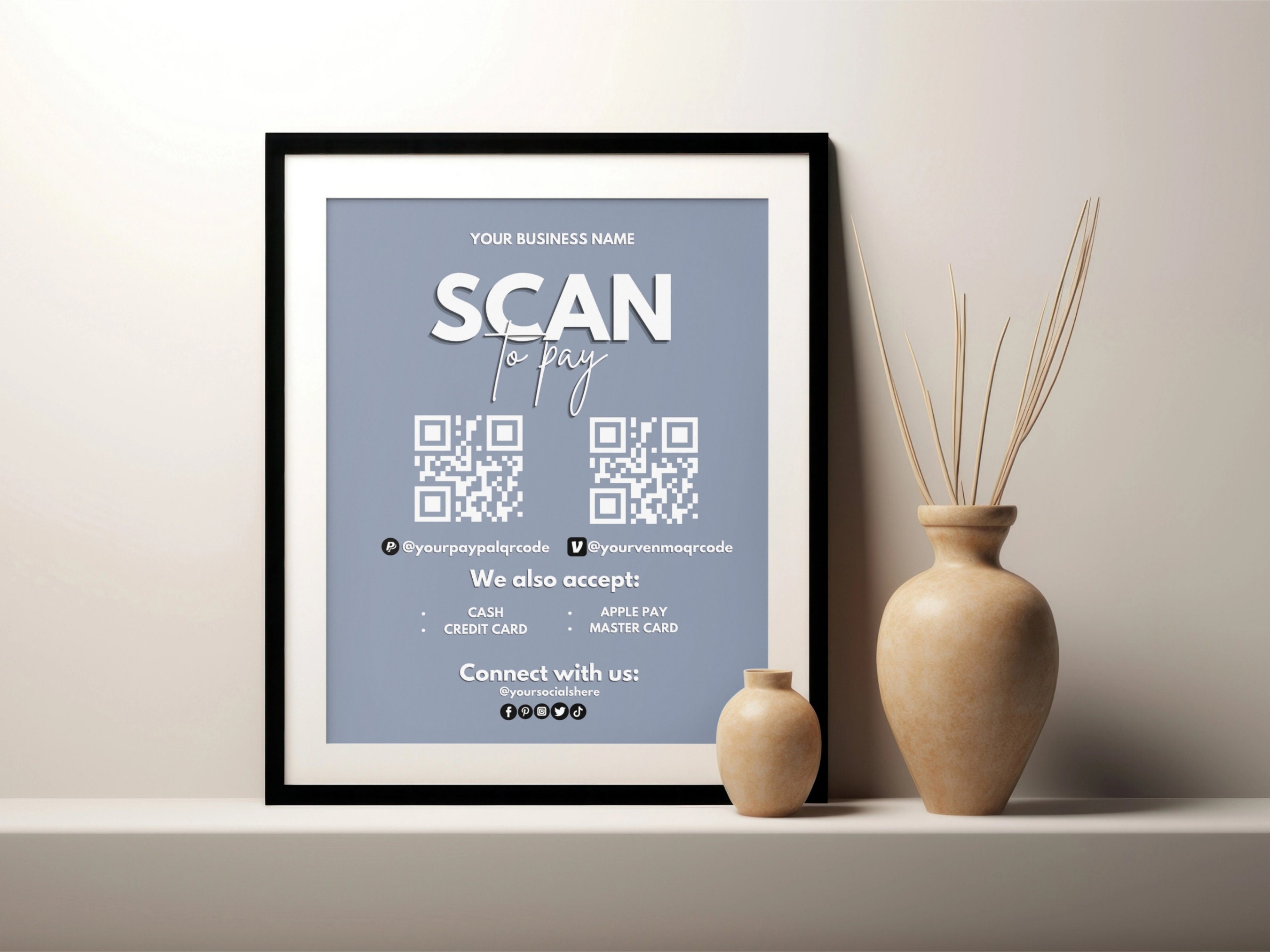 Scan to Pay Sign & Price List Template QR Code Sign Canva, Printable ...