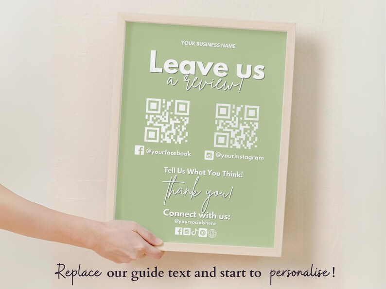 Editable Leave Us a Review Template QR Code, Printable Facebook ...