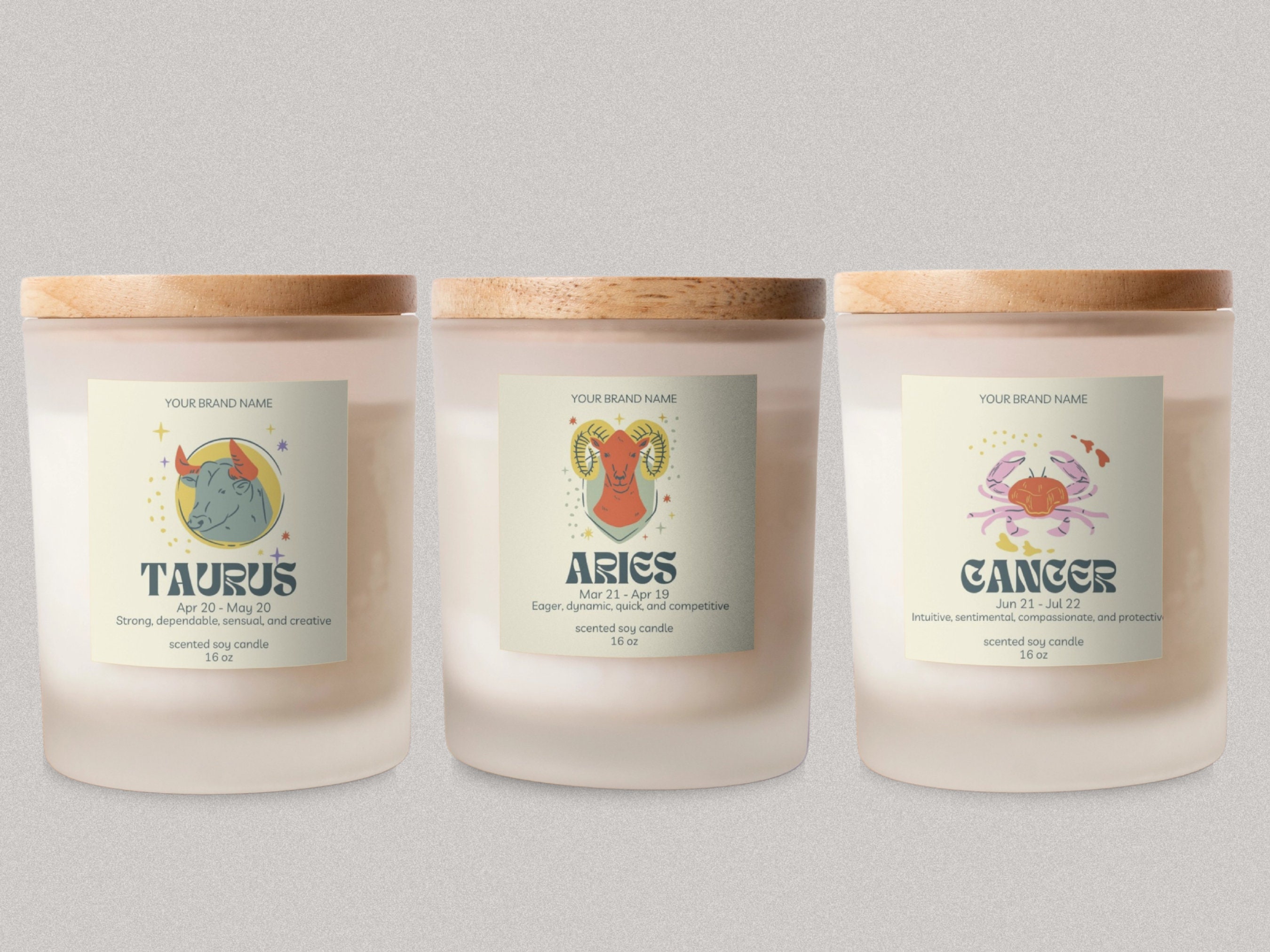 Printable Zodiac Candle Labels Template Canva, Horoscope Candle Label ...