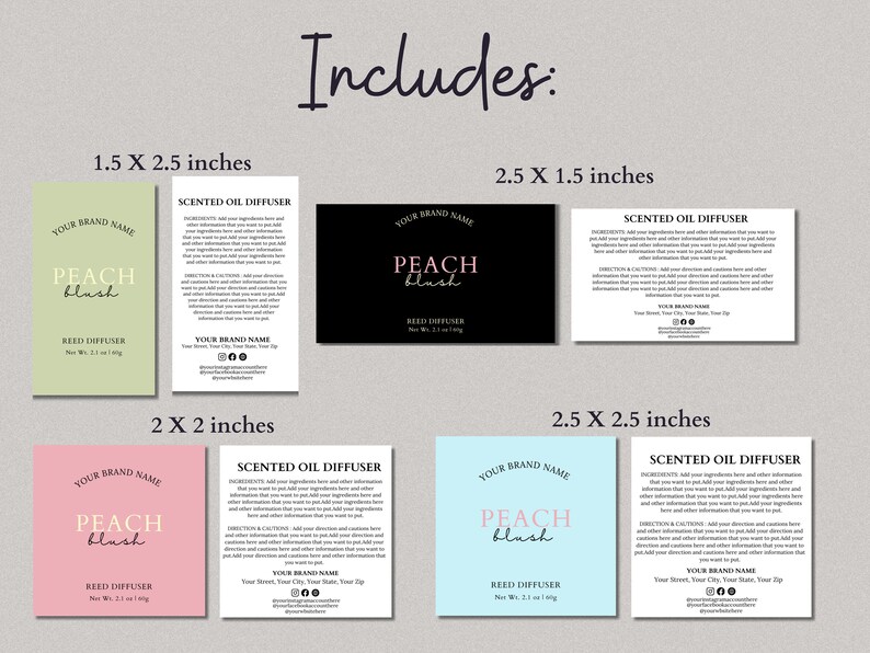 Reed Diffuser Bottle Label Template Editable in Canva Home Diffuser ...