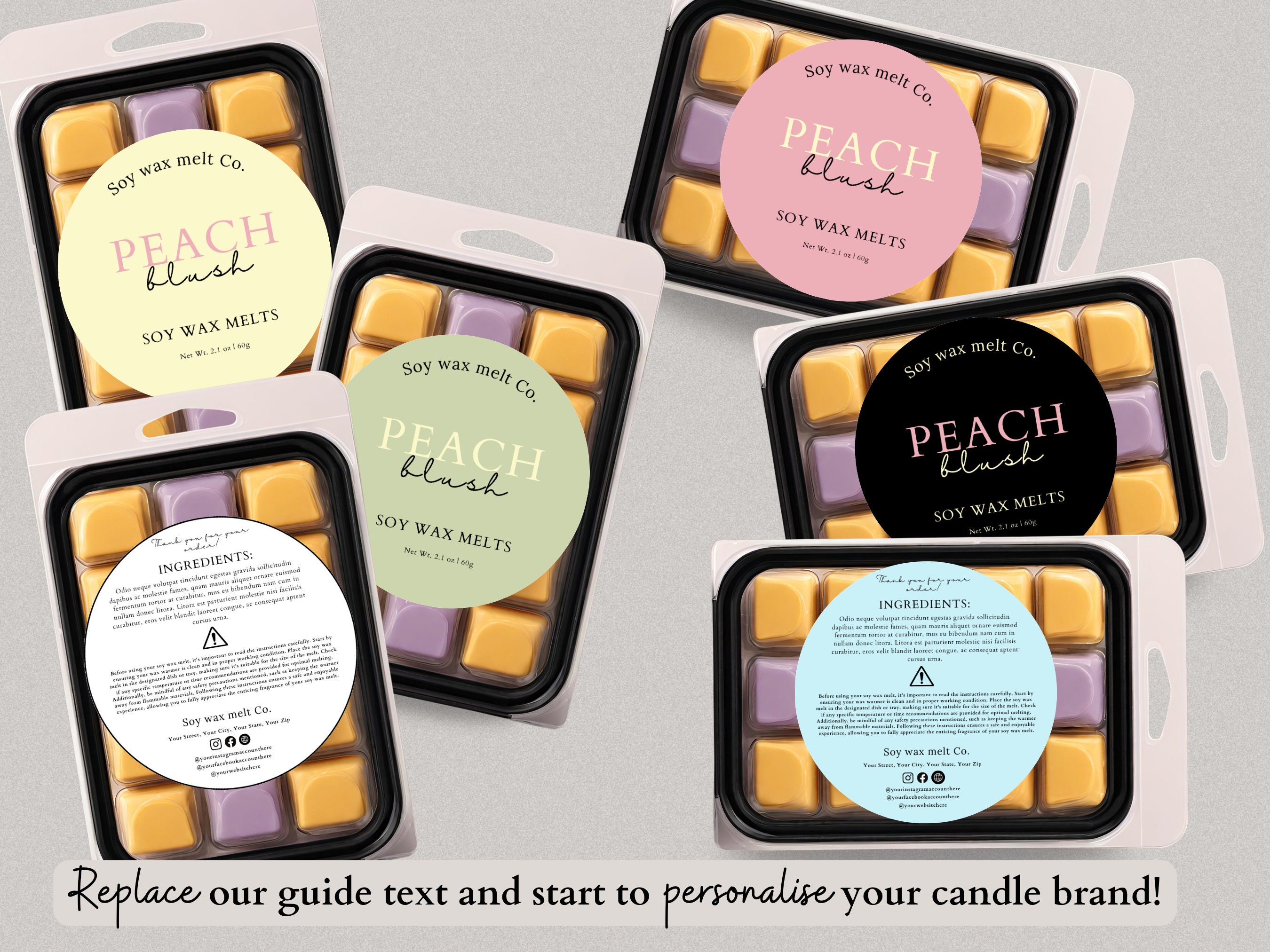 Label Template Canva Editable Custom Wax Melt Label Design Printable ...