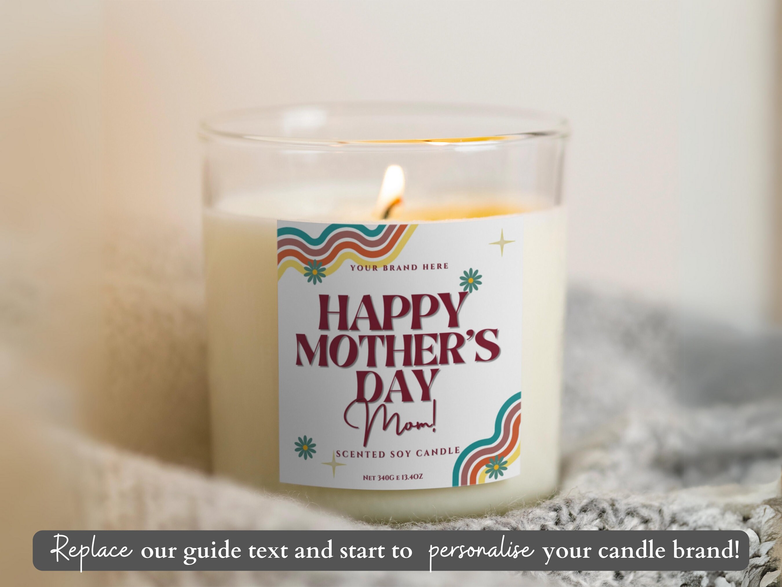 Retro Candle Label Template Canva Mothers Day, Candle Customizable ...