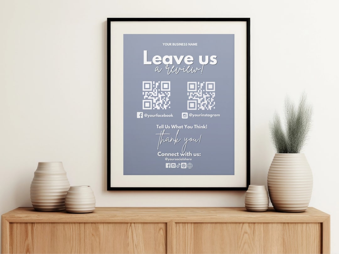Editable Leave Us a Review Template QR Code, Printable Facebook ...