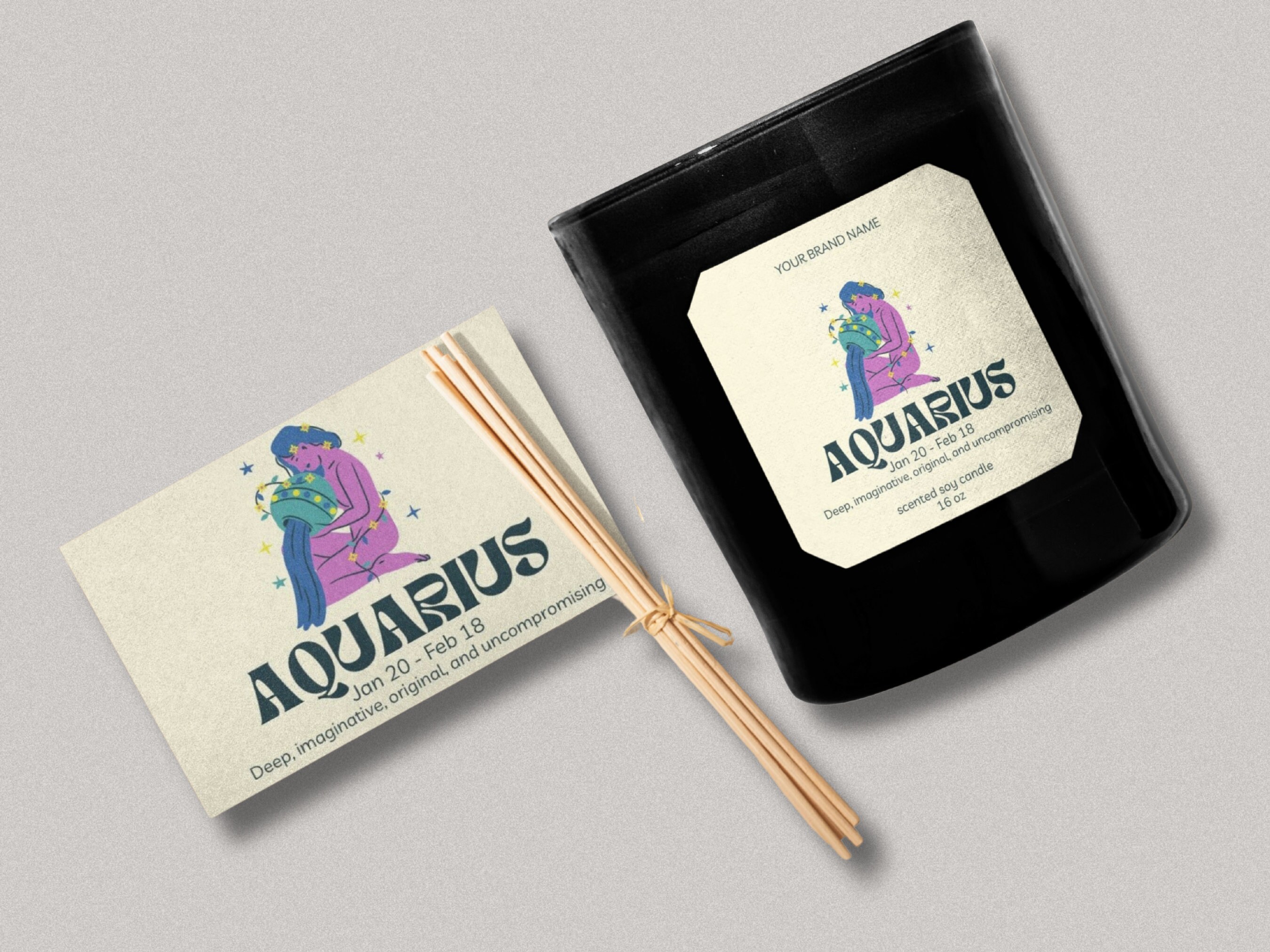 Printable Zodiac Candle Labels Template Canva, Horoscope Candle Label ...