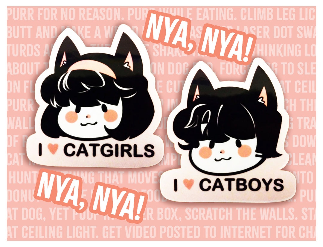 Cat Boy Cat Girl "i Heart Catboys/catgirls" Nekomimi Kemonomimi Sticker - Etsy