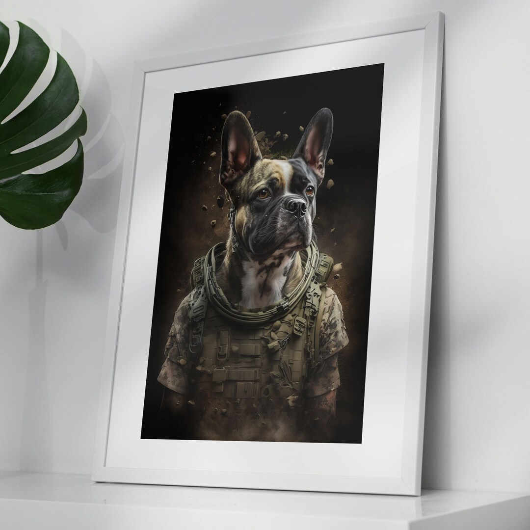 Dog Soldier Portrait, USA General Military, Regal Pet Portrait, Classic ...