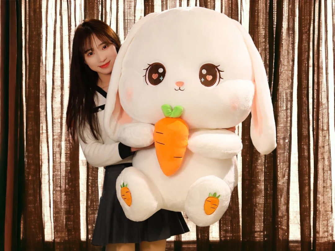 Cute Plushie Bunny: Radish Rabbit Holding Carrot Soft Toy Pillow for ...