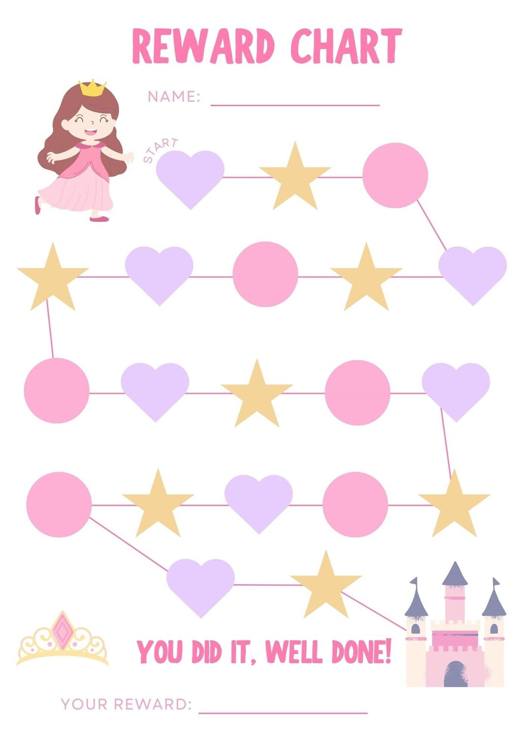 Princess Theme Children's Reward Chart Print at Home - Etsy