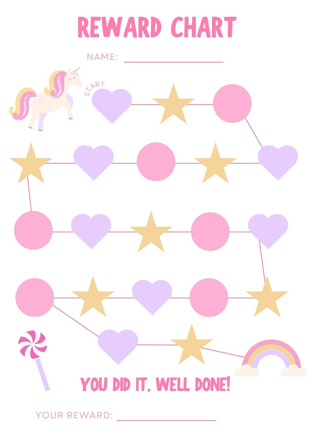 Unicorn Theme Children's Reward Chart Print at Home - Etsy