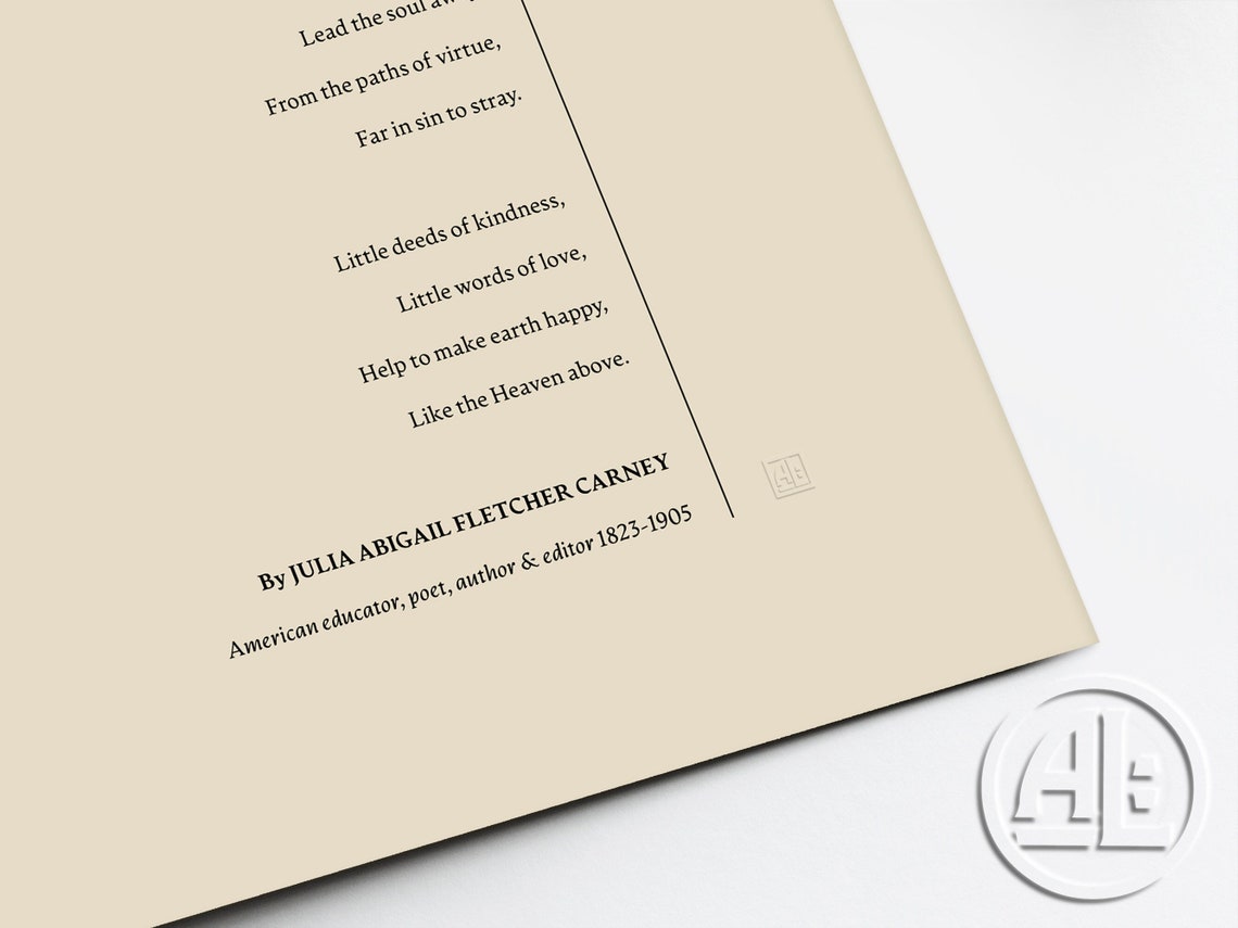 Little Things Poem Printable Poetry by Julia Carney Poem - Etsy UK