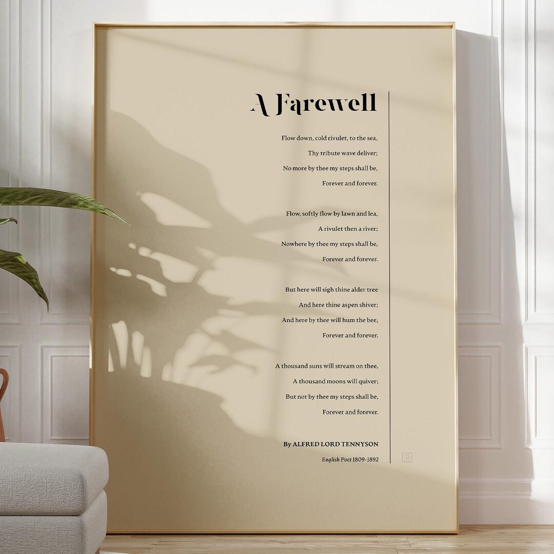 Tennyson's 'A Farewell' Poem Printable - Grief & Mourning Poetry ...