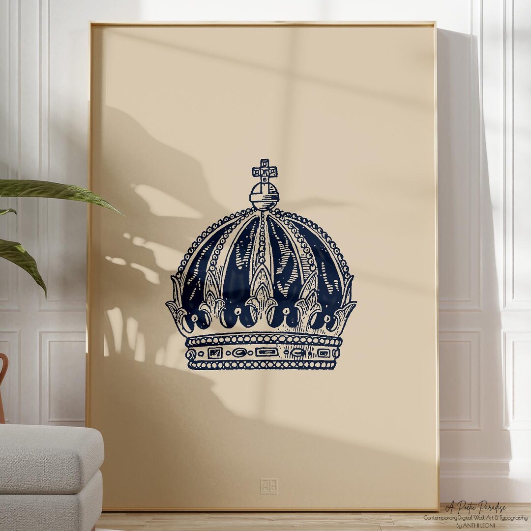 Beige Crown Cross Symbol Art Print Light Soft Silhouette Wall Decor ...