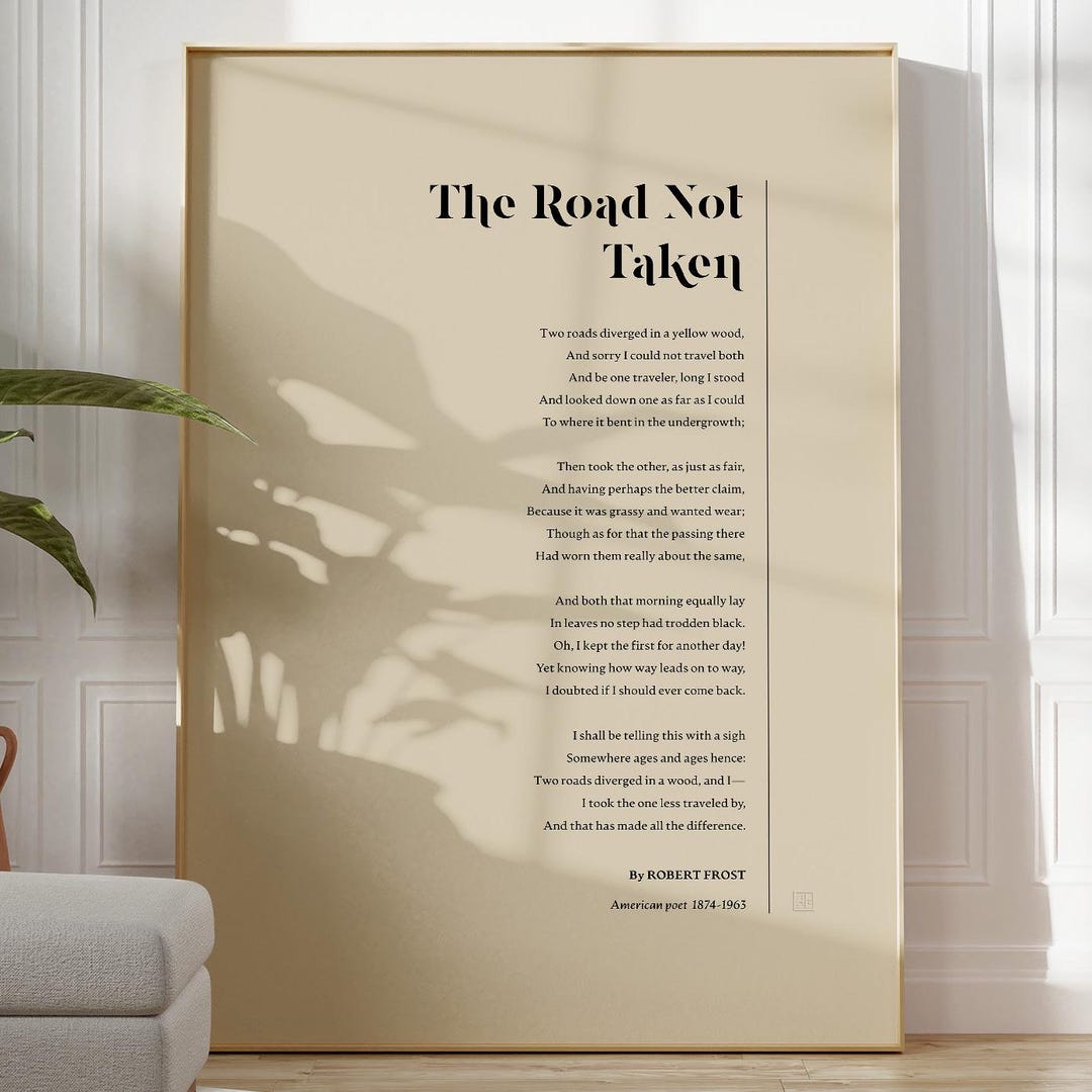 Robert Frost Poem Printable - the Road Not Taken Poster, Inspiring Gift ...