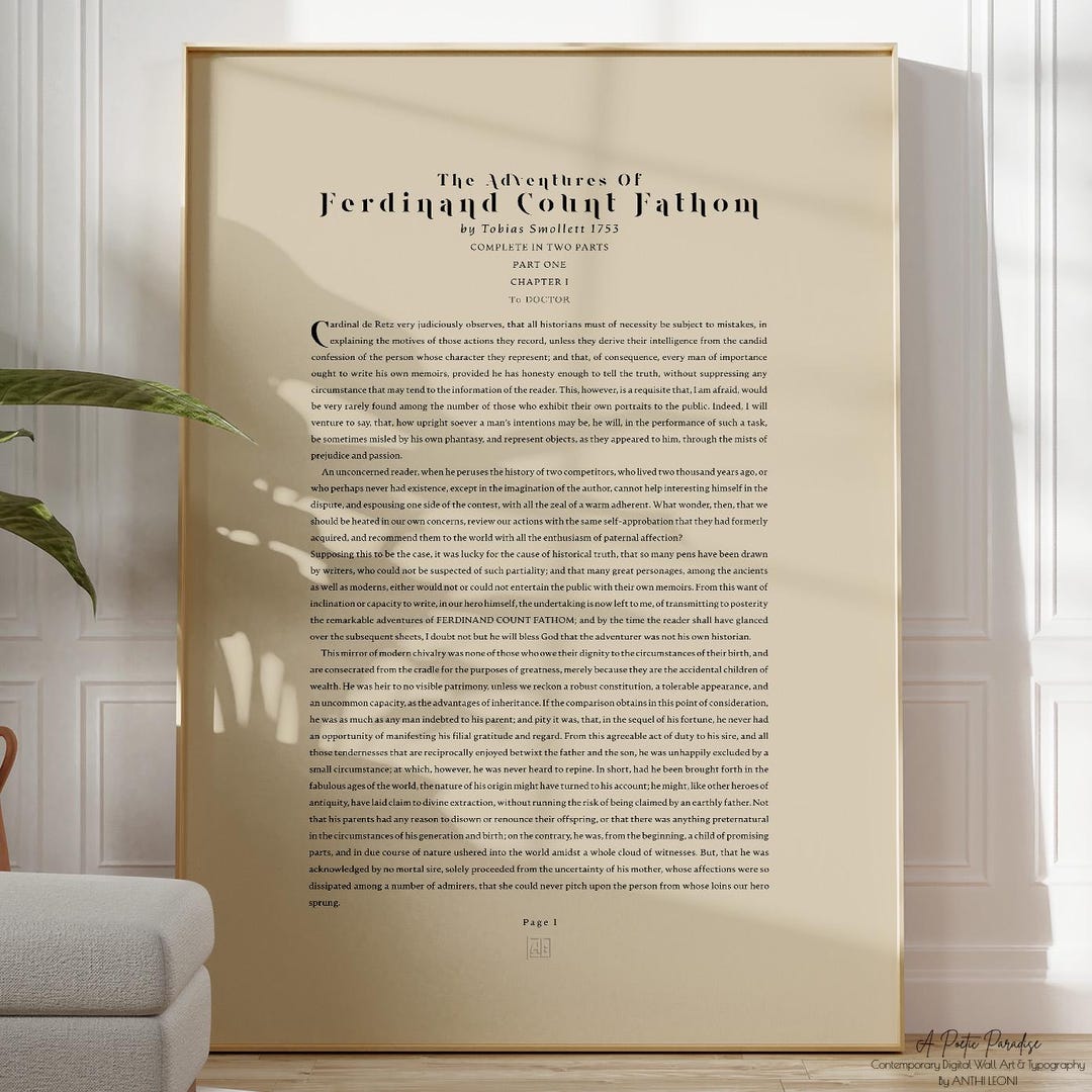 Ferdinand Count Fathom Book Page Print | Literary Poster Art | Book ...