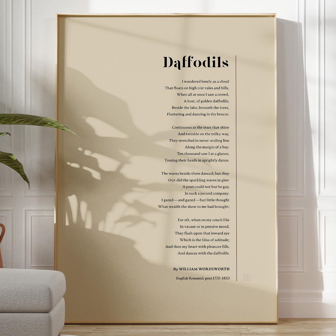 Daffodils Printable Poem | Poetry Poster Print | Special Gift for Mums ...