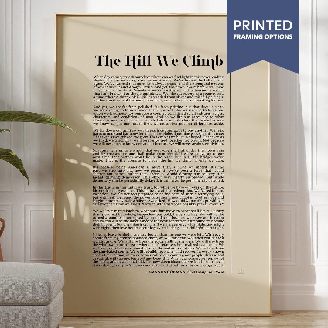 Amanda Gorman Poem Print: the Hill We Climb, Inspirational Wall Art - Etsy