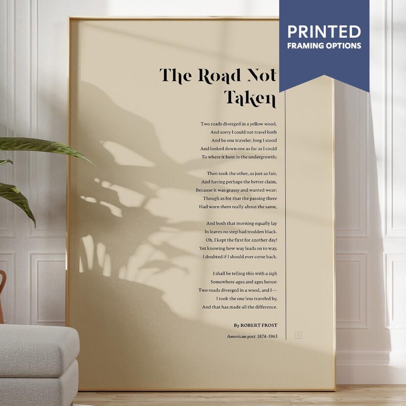 Robert Frost Poem Print - the Road Not Taken Poster, Choice Typography Art - Etsy