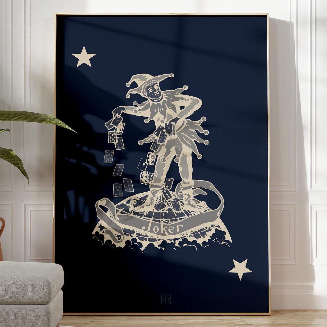 Navy Blue Joker Playing Card Poster Gifts for Jokers Fun Trendy Gallery ...