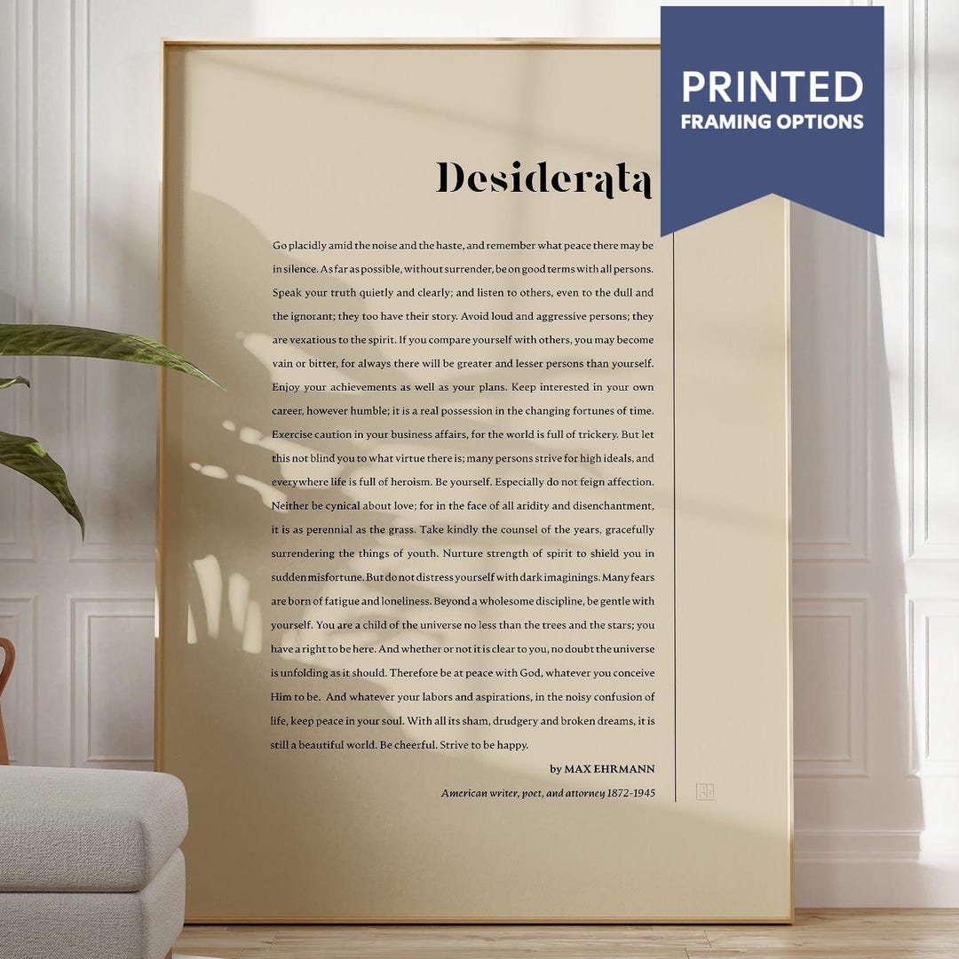 Poetry Wall Art Desiderata Poem Print Graduation Gift Coming of Age ...