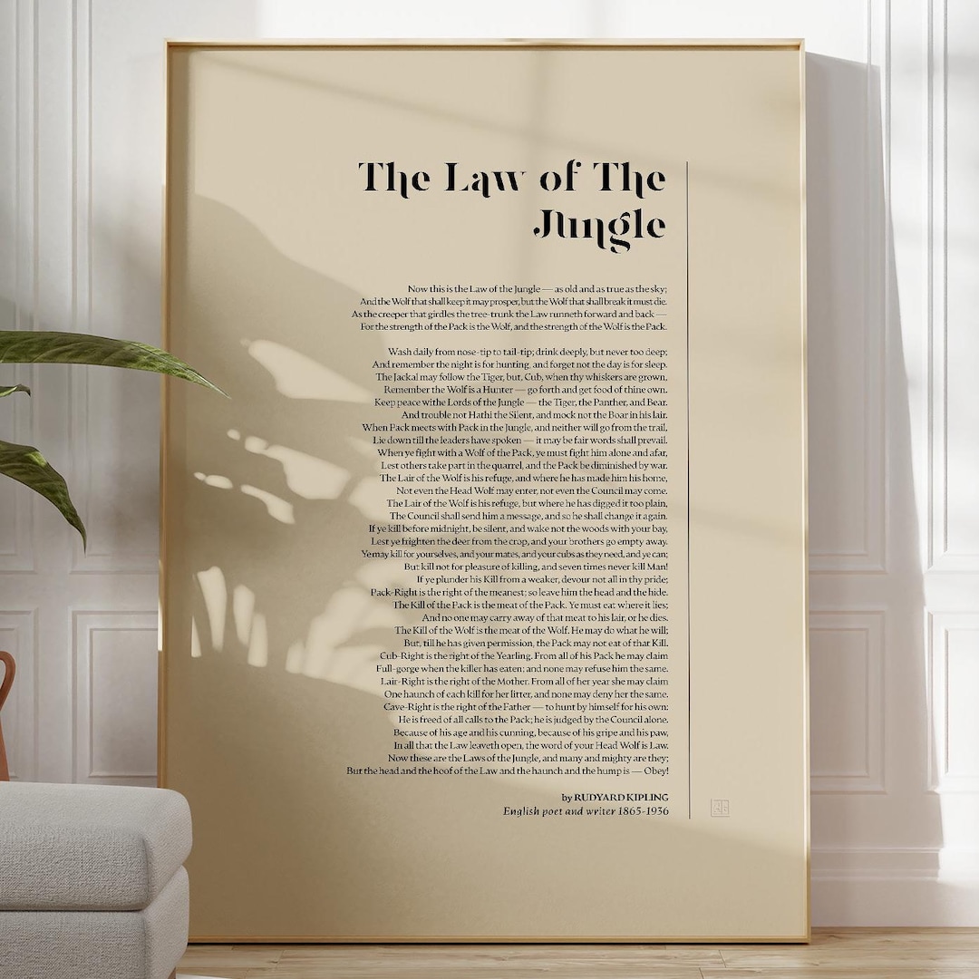 Law of the Jungle Printable Poster | Nursery Room Wall Art | Rudyard ...