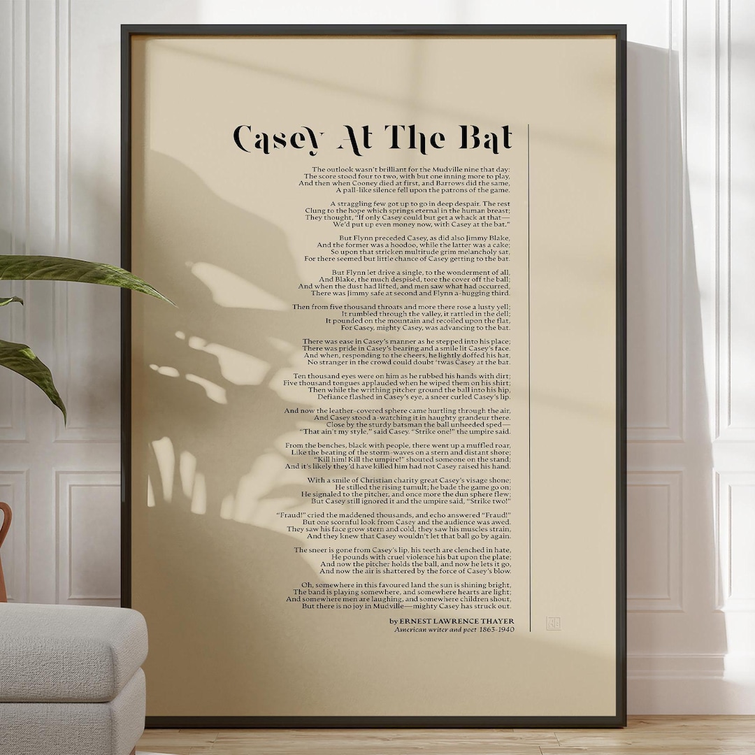 Casey at the Bat Poem Print - Baseball Gift, Ernest Lawrence Thayer - Etsy