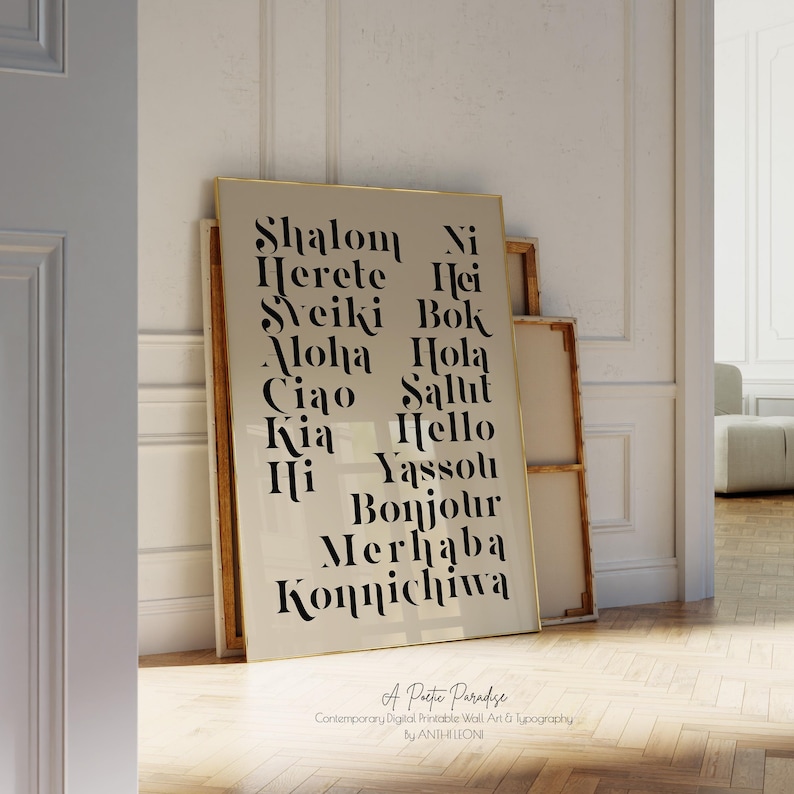 HELLO From Around the World Different Languages Typography Wall Art ...