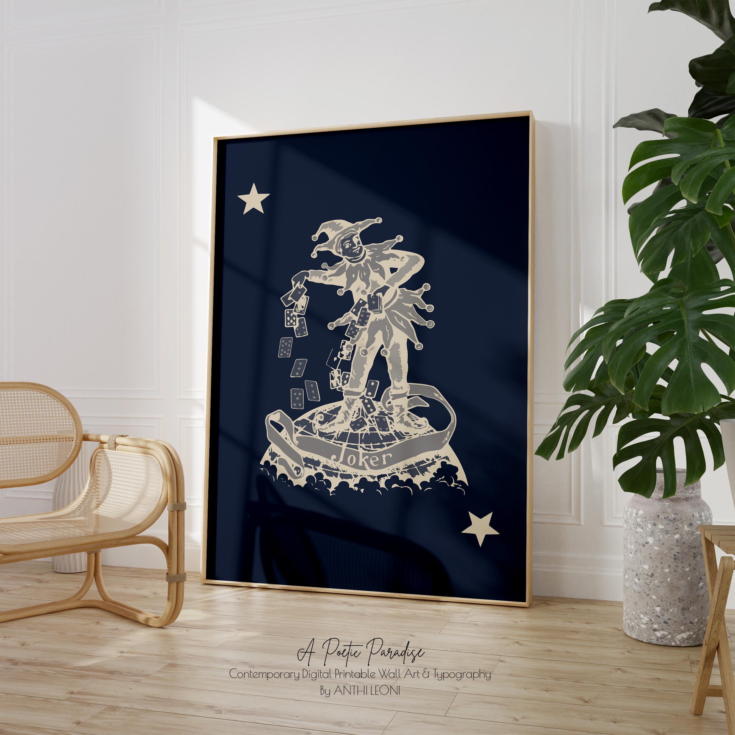 Navy Blue Joker Playing Card Poster Gifts for Jokers Fun Trendy Gallery ...