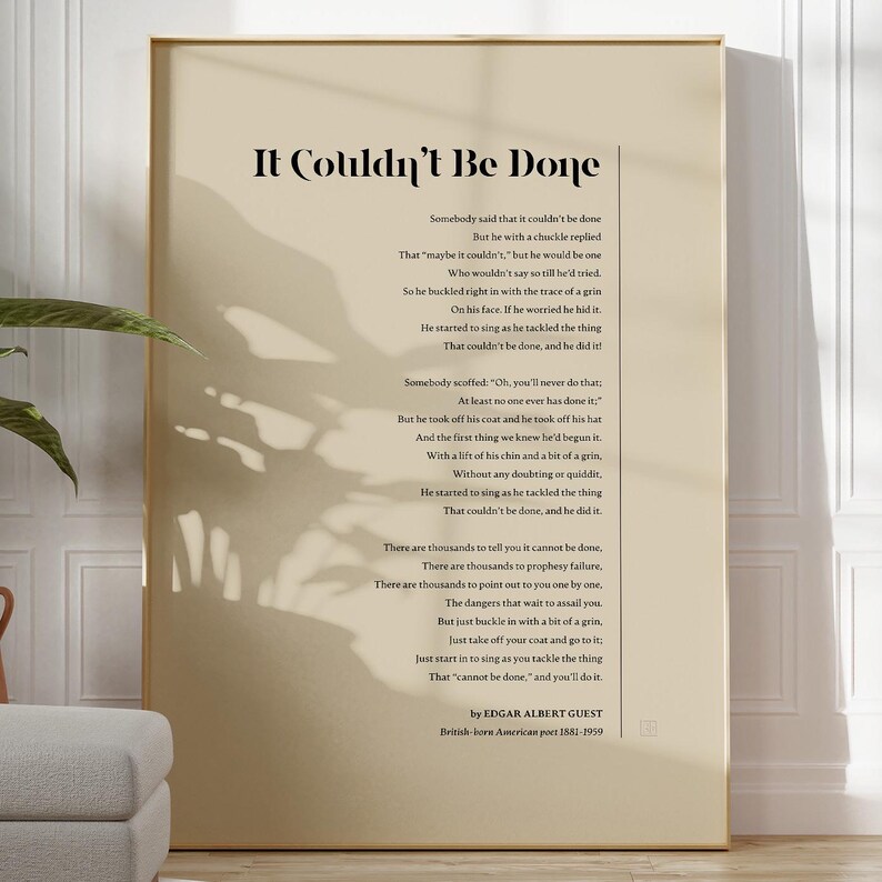 It Couldn't Be Done Printable | Perseverance Typography Wall Art ...