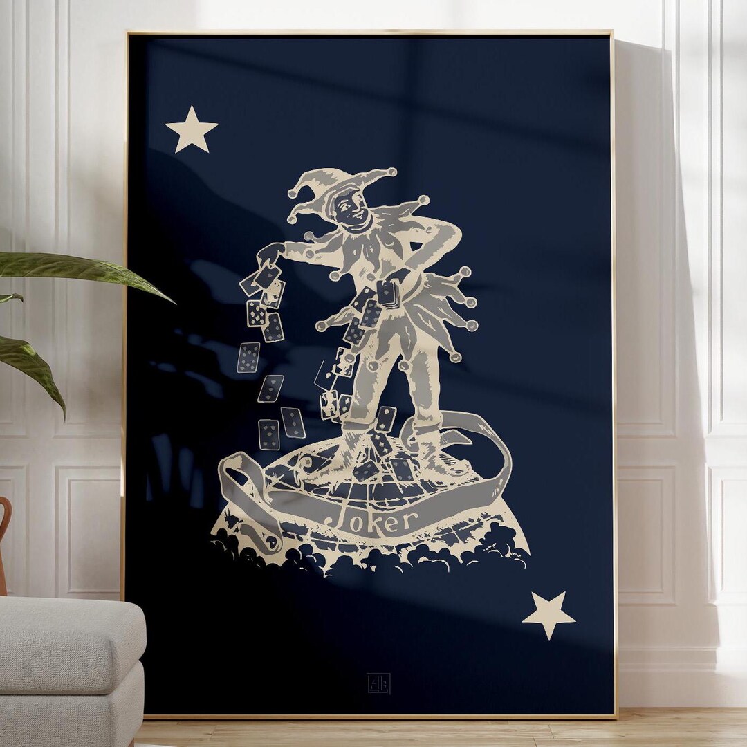 Navy Blue Joker Playing Card Poster Gifts for Jokers Fun Trendy Gallery ...
