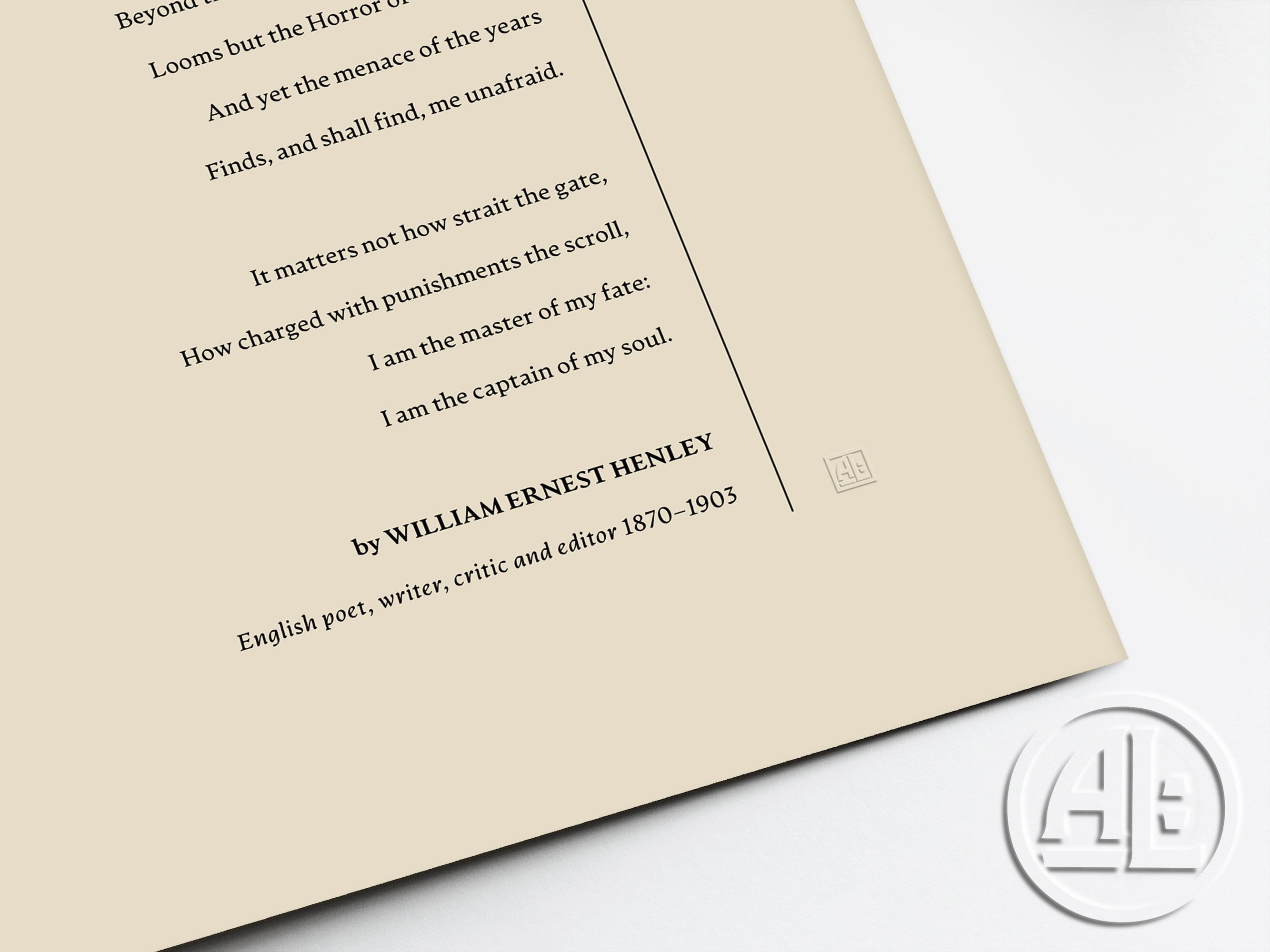 Invictus Poem Printable Famous Poetry Graduation Gift Home Decor Wall ...