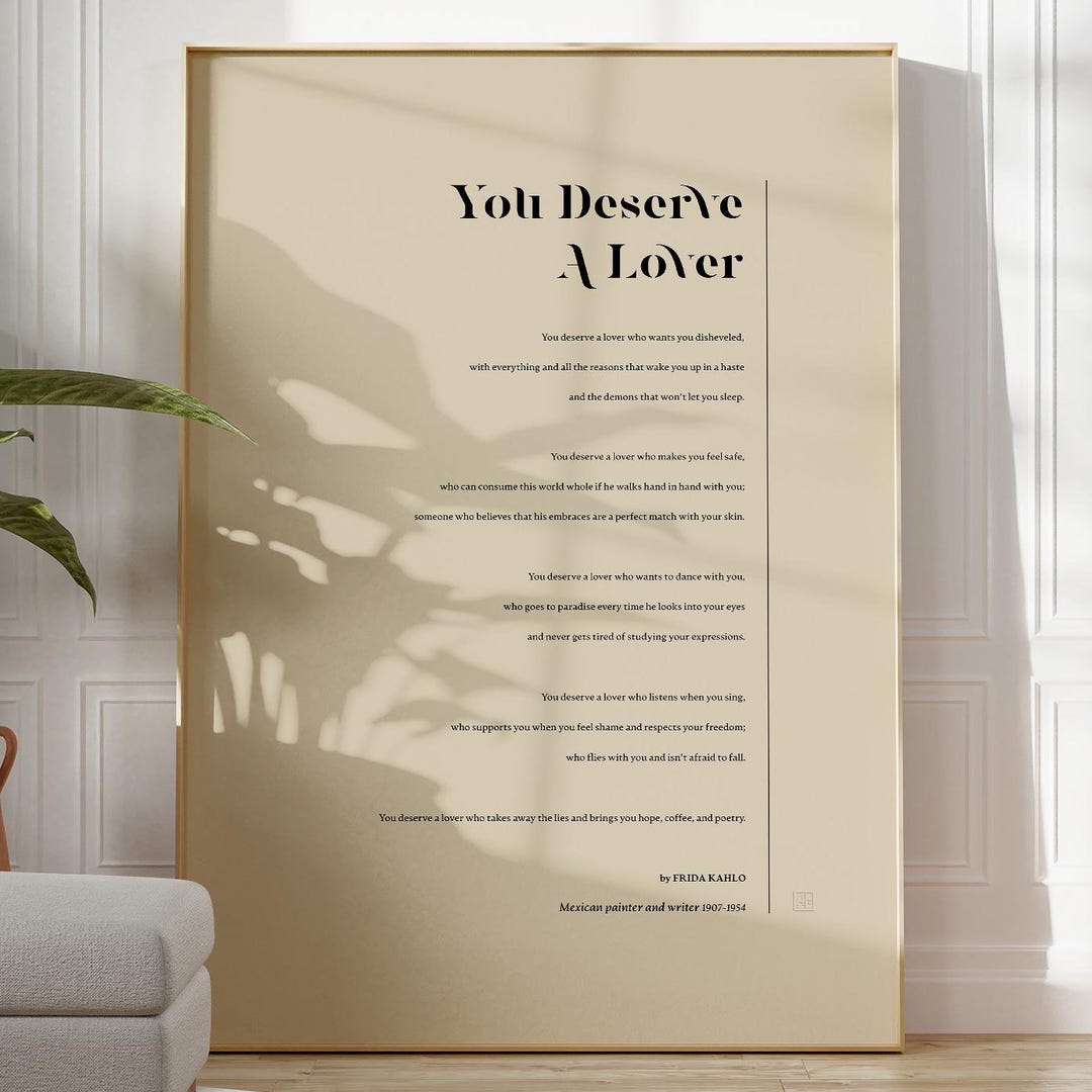 Frida Kahlo Poetry Printable - You Deserve a Lover Poem (digital ...