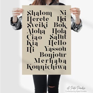 HELLO From Around the World Different Languages Typography Wall Art ...