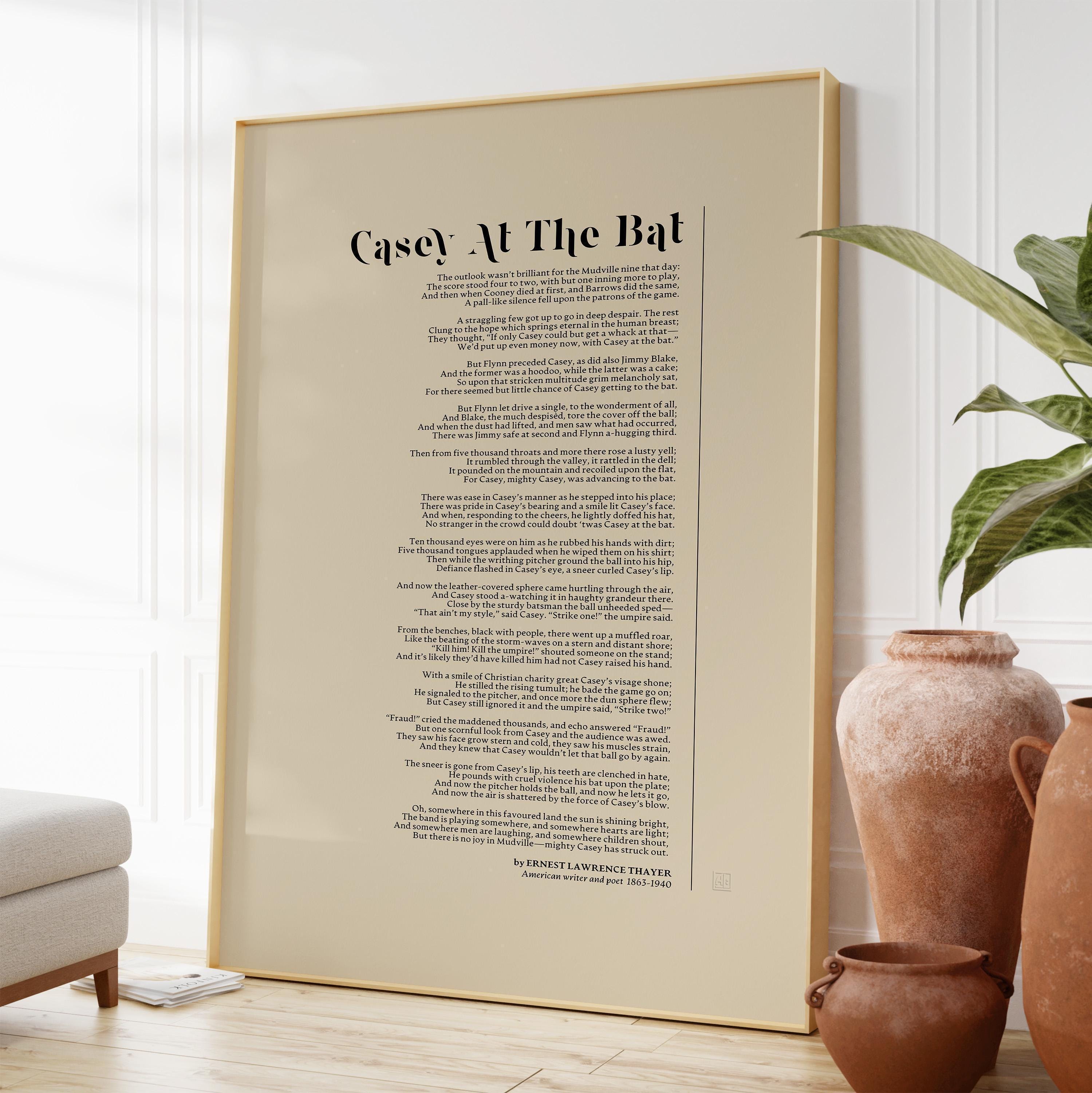 Casey at the Bat Poem Print - Baseball Gift, Ernest Lawrence Thayer - Etsy