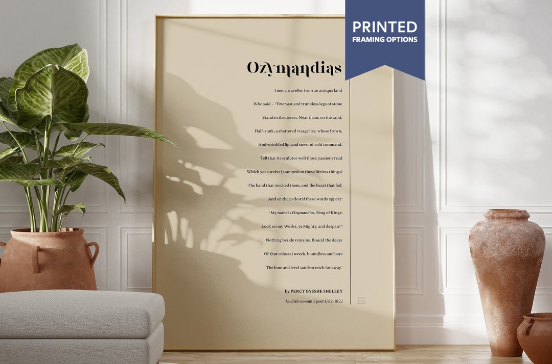 Ozymandias King of Kings Poem Print Classic English Poetry Neutral Wall ...