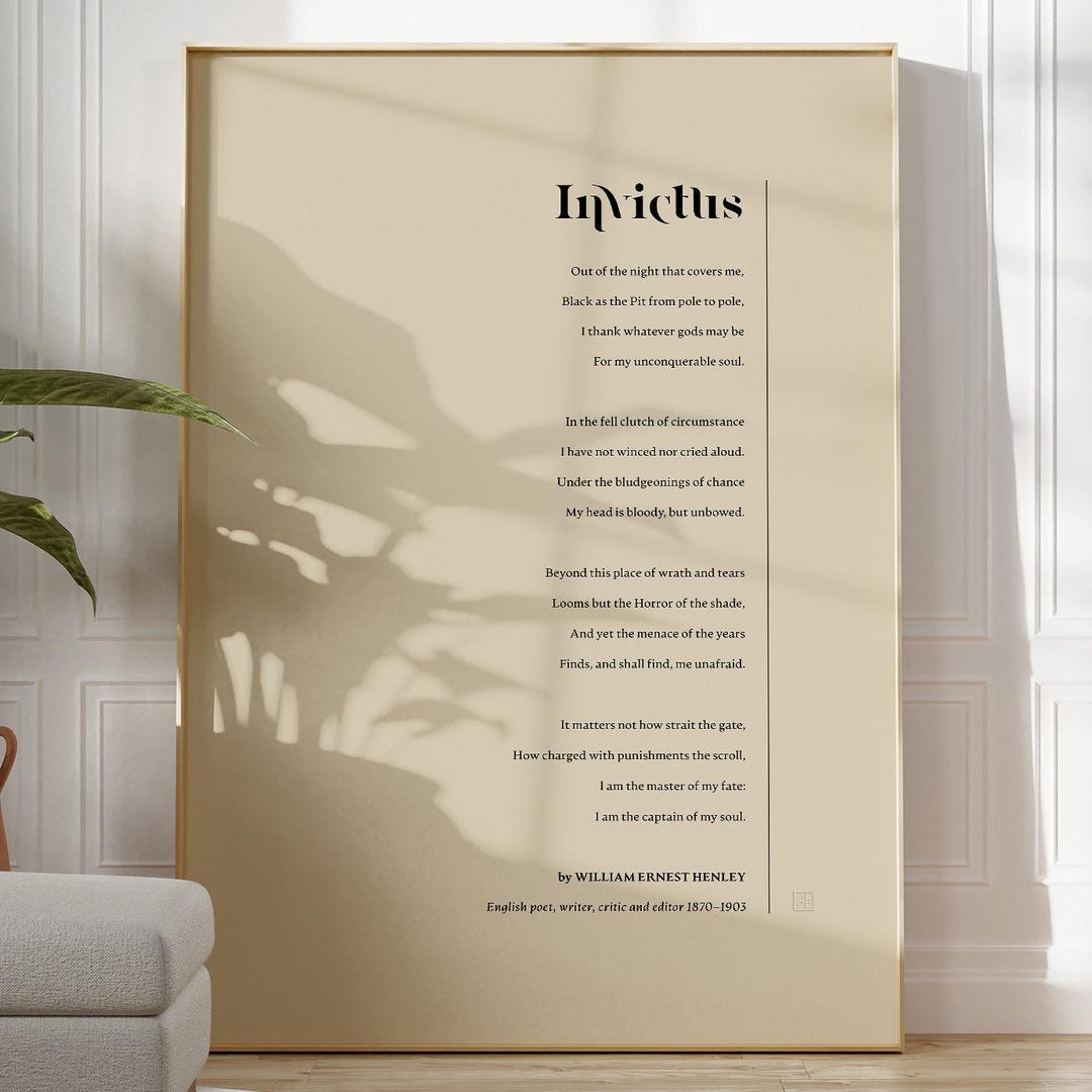 Invictus Poem Printable | Famous Poetry | Graduation Gift | Home Decor ...